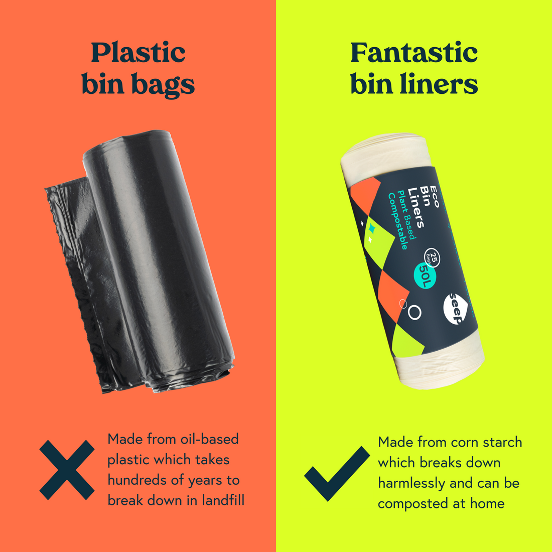 50L Eco Biodegradable Bin Liners – Seep